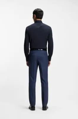 BOSS Easy-iron Slim-fit Shirt In Stretch-cotton Poplin - Dark Blue