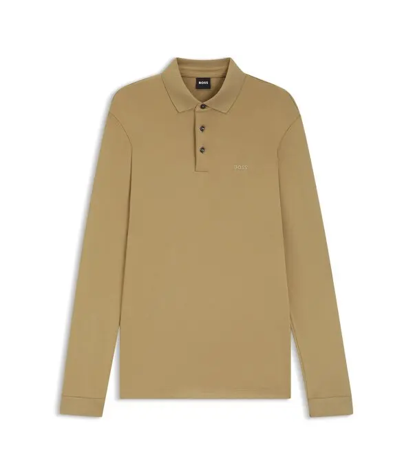 BOSS Long-sleeved Polo Shirt In Interlock Cotton With Logo
