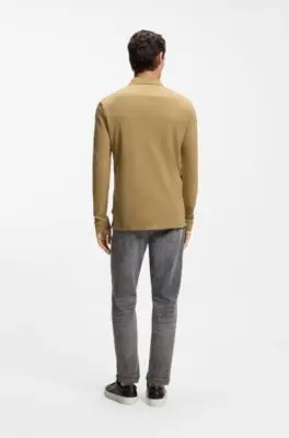 BOSS Long-sleeved Polo Shirt In Interlock Cotton With Logo