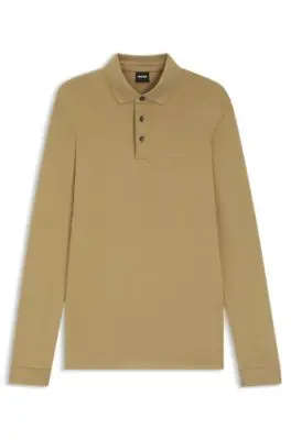 BOSS Long-sleeved Polo Shirt In Interlock Cotton With Logo