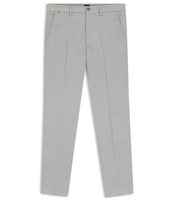 BOSS Slim-fit Stretch-cotton Dobby Trousers - Silver