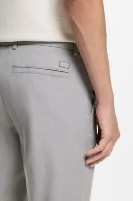 BOSS Slim-fit Stretch-cotton Dobby Trousers - Silver