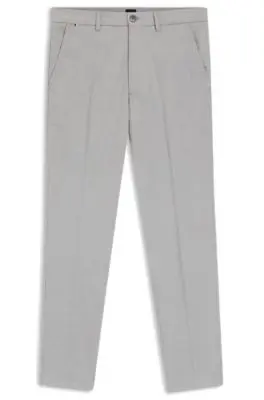 BOSS Slim-fit Stretch-cotton Dobby Trousers - Silver
