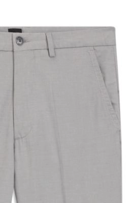 BOSS Slim-fit Stretch-cotton Dobby Trousers - Silver