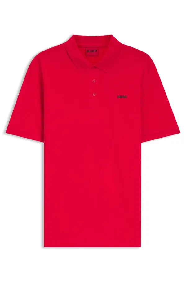 Hugo Regular-fit Cotton Polo With Logo Print - Light Pink