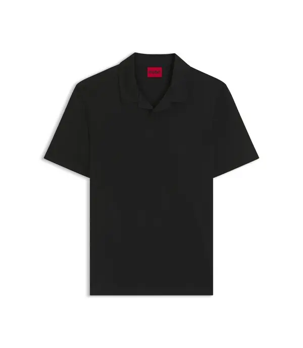 Hugo Johnny-collar Slim-fit Polo Shirt In Stretch Cotton - Black