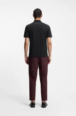 Hugo Johnny-collar Slim-fit Polo Shirt In Stretch Cotton - Black