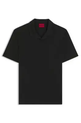 Hugo Johnny-collar Slim-fit Polo Shirt In Stretch Cotton - Black