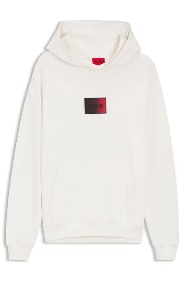 Hugo Cotton Terry Hoodie With Gradient Logo - White