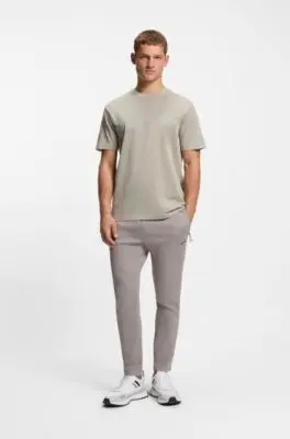 BOSS Reflective-detail Tracksuit Bottoms In A Regular Fit - Light Grey