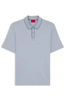 Hugo Luxury Cotton Polo Shirt With Contrast Trim - Purple