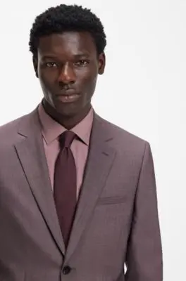 Hugo Two-piece Extra-slim-fit Suit In Wool-blend Poplin - Light Brown