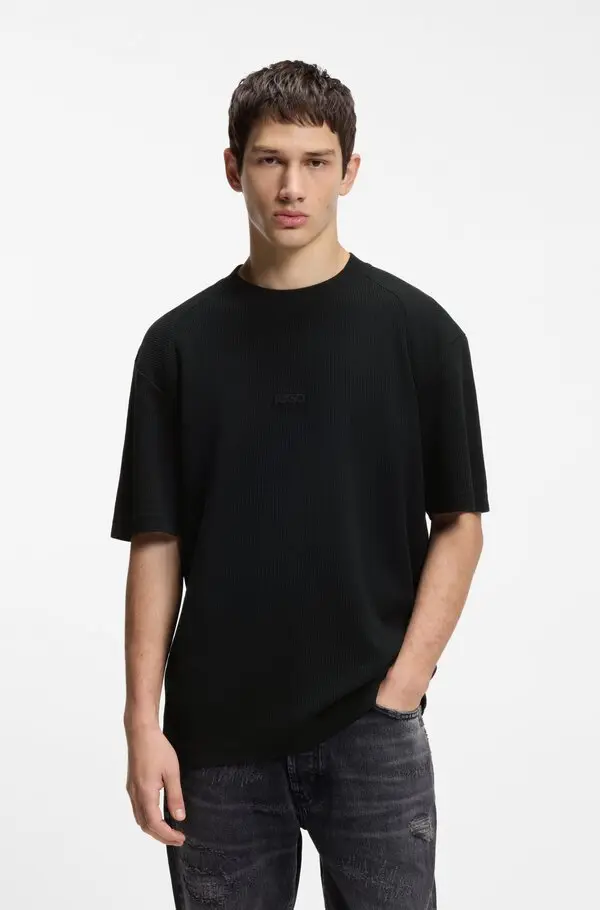 Hugo Waffle-structured T-shirt In Cotton