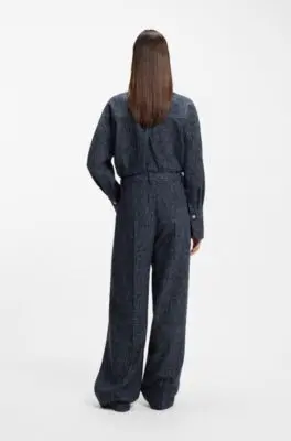BOSS Stretch Tweed Wide-leg Trousers - Patterned