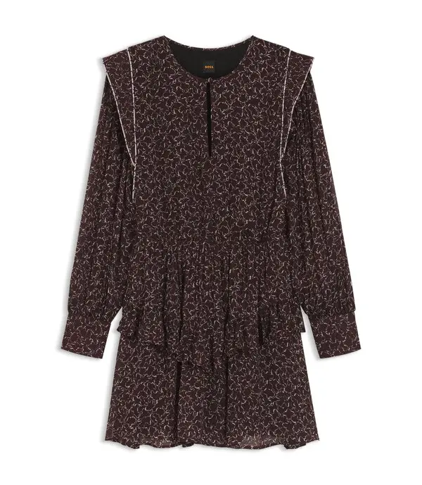 BOSS Printed Mini Dress With Contrast Piping