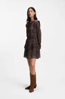 BOSS Printed Mini Dress With Contrast Piping