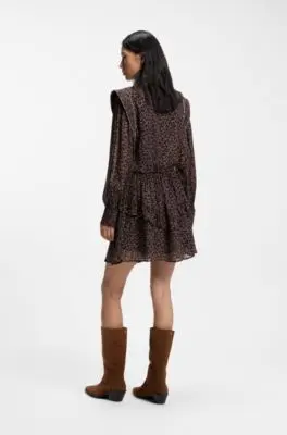 BOSS Printed Mini Dress With Contrast Piping