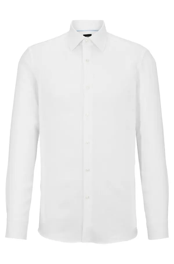 BOSS Slim-fit Shirt In Italian-made Linen - White