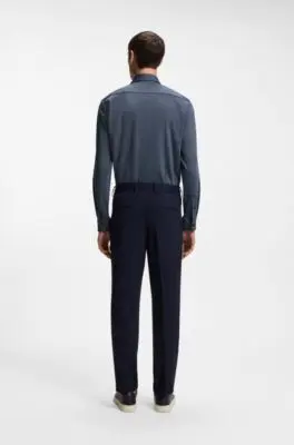 BOSS Patterned Slim-fit Shirt In Performance-stretch Jersey - Light Blue