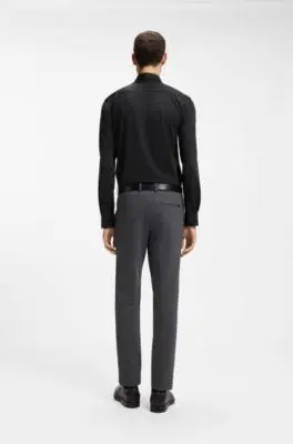 BOSS Performance-stretch Slim-fit Shirt In Structured Jersey - Black