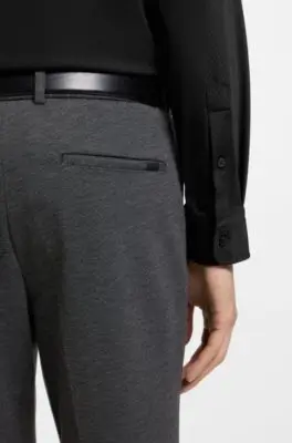 BOSS Performance-stretch Slim-fit Shirt In Structured Jersey - Black