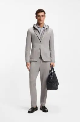 BOSS Slim-fit Shirt In Structured Performance-stretch Fabric - Khaki