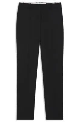 BOSS Virgin Wool Tapered Leg Trousers - Black