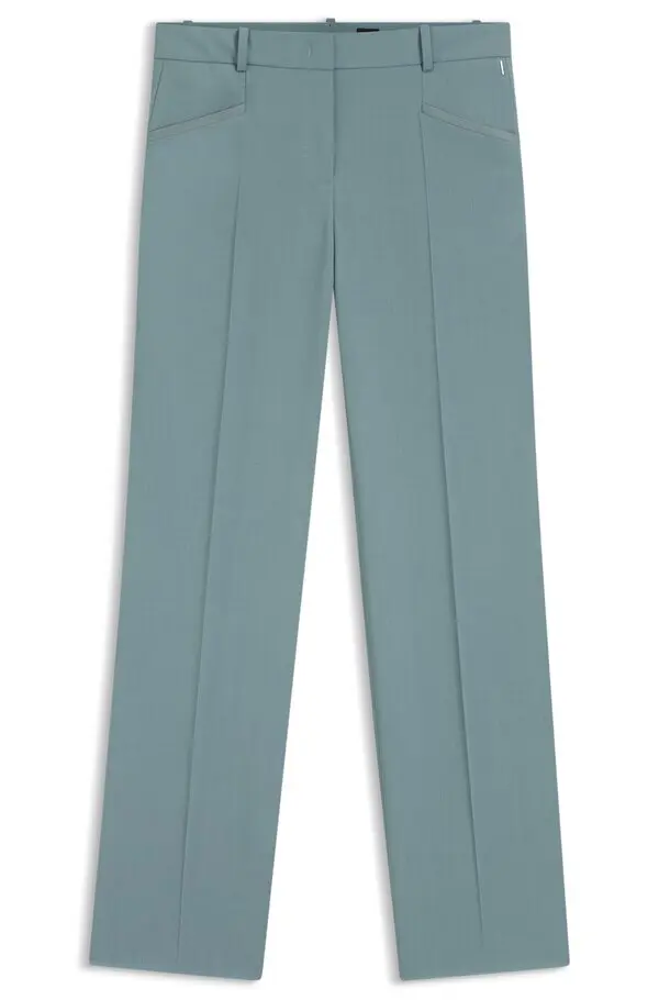 BOSS Regular-fit Virgin Wool Trousers - Blue