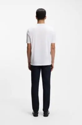 BOSS Stripe-artwork T-shirt In Cotton Jersey - White