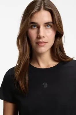 BOSS Mercerised-cotton Regular-fit T-shirt - Black