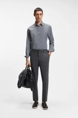 BOSS Checked Regular-fit Shirt In Performance-stretch Fabric