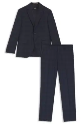 BOSS Two-piece Regular-fit Suit In Checked Virgin Wool