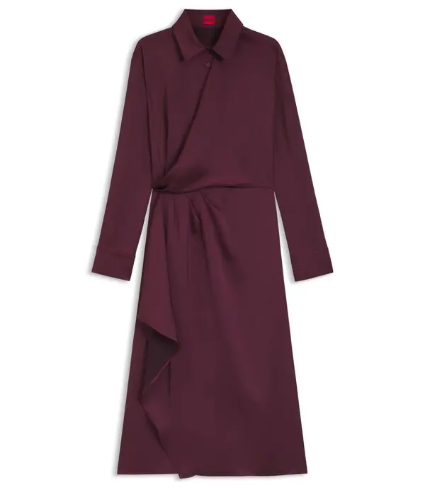 Hugo Drape-detail Midi Shirt Dress - Dark Purple