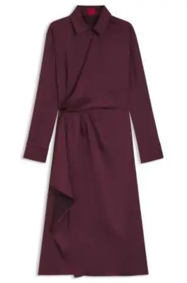 Hugo Drape-detail Midi Shirt Dress - Dark Purple