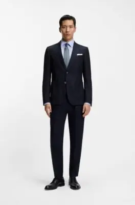 BOSS Striped Slim-fit Shirt In Italian Cotton Twill
