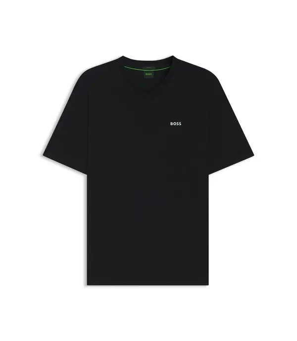 BOSS Stretch-cotton Regular-fit T-shirt With Contrast Logo - Black