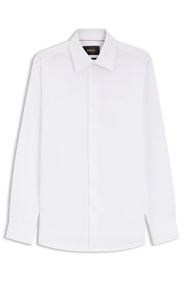 BOSS Wrinkle-resistant Slim-fit Shirt In Italian-made Cotton - White