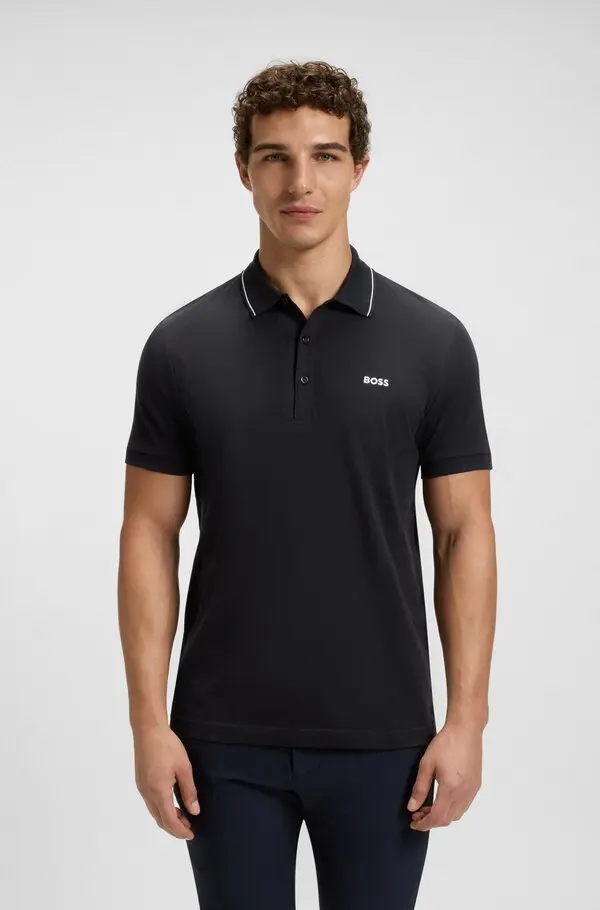 BOSS Tonal-logo Slim-fit Polo Shirt In Cotton Piqu - Dark Blue