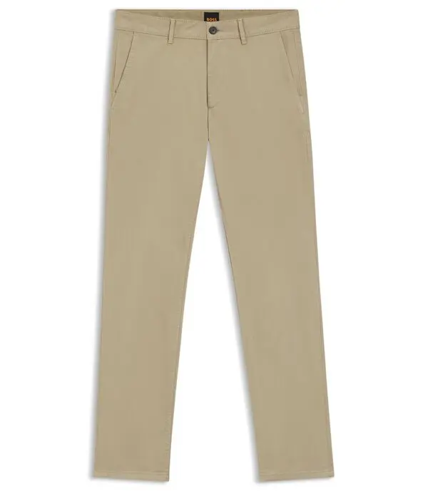 BOSS Slim-fit Pants In Overdyed Stretch Satin - Light Brown