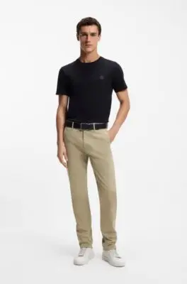 BOSS Slim-fit Pants In Overdyed Stretch Satin - Light Brown