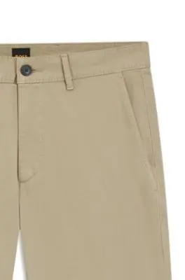 BOSS Slim-fit Pants In Overdyed Stretch Satin - Light Brown