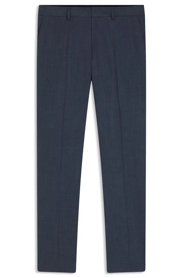 BOSS Patterned Slim-fit Trousers - Light Blue
