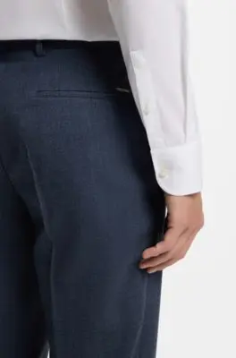 BOSS Patterned Slim-fit Trousers - Light Blue