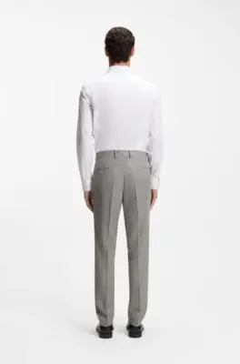 BOSS Patterned Slim-fit Trousers - Silver