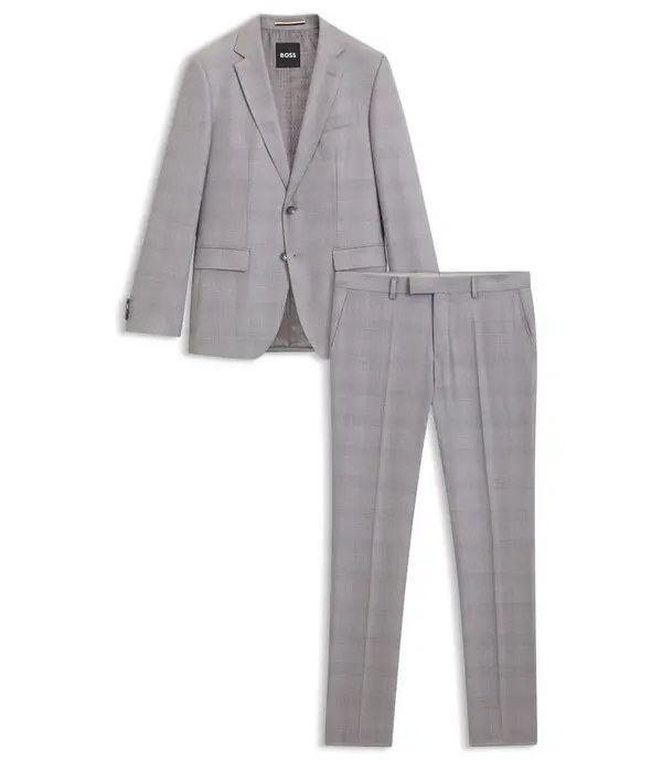 BOSS Two-piece Slim-fit Suit In Virgin Wool And Silk - Silver
