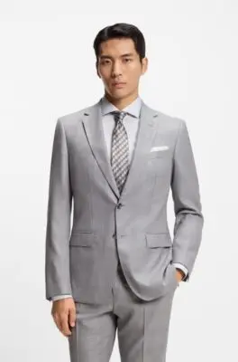 BOSS Two-piece Slim-fit Suit In Virgin Wool And Silk - Silver