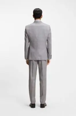BOSS Two-piece Slim-fit Suit In Virgin Wool And Silk - Silver