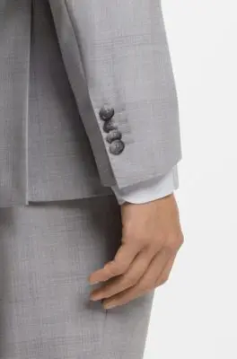 BOSS Two-piece Slim-fit Suit In Virgin Wool And Silk - Silver