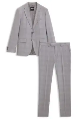 BOSS Two-piece Slim-fit Suit In Virgin Wool And Silk - Silver