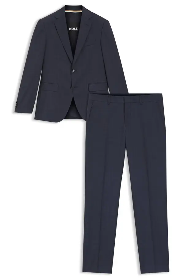 BOSS Two-piece Regular-fit Suit In Virgin Wool And Silk - Light Blue